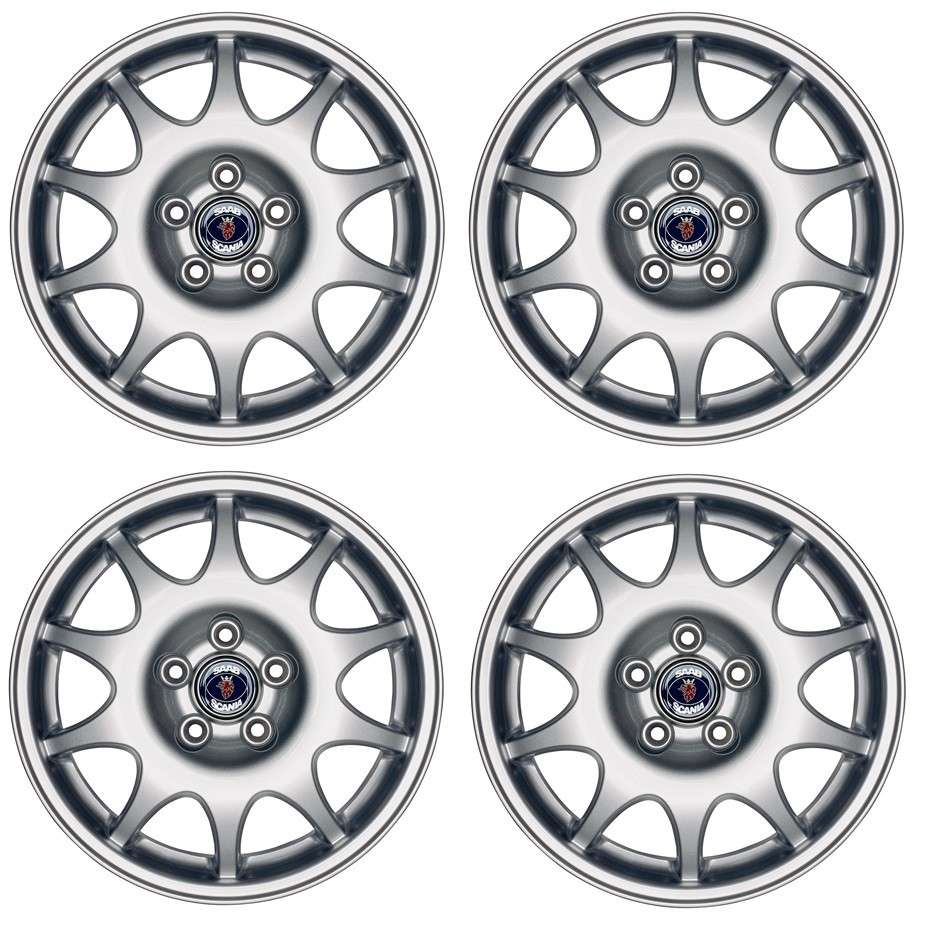 Complete set of 4 genuine saab wheels in 15 for saab 900 NG, 9.3, 9.5 ...